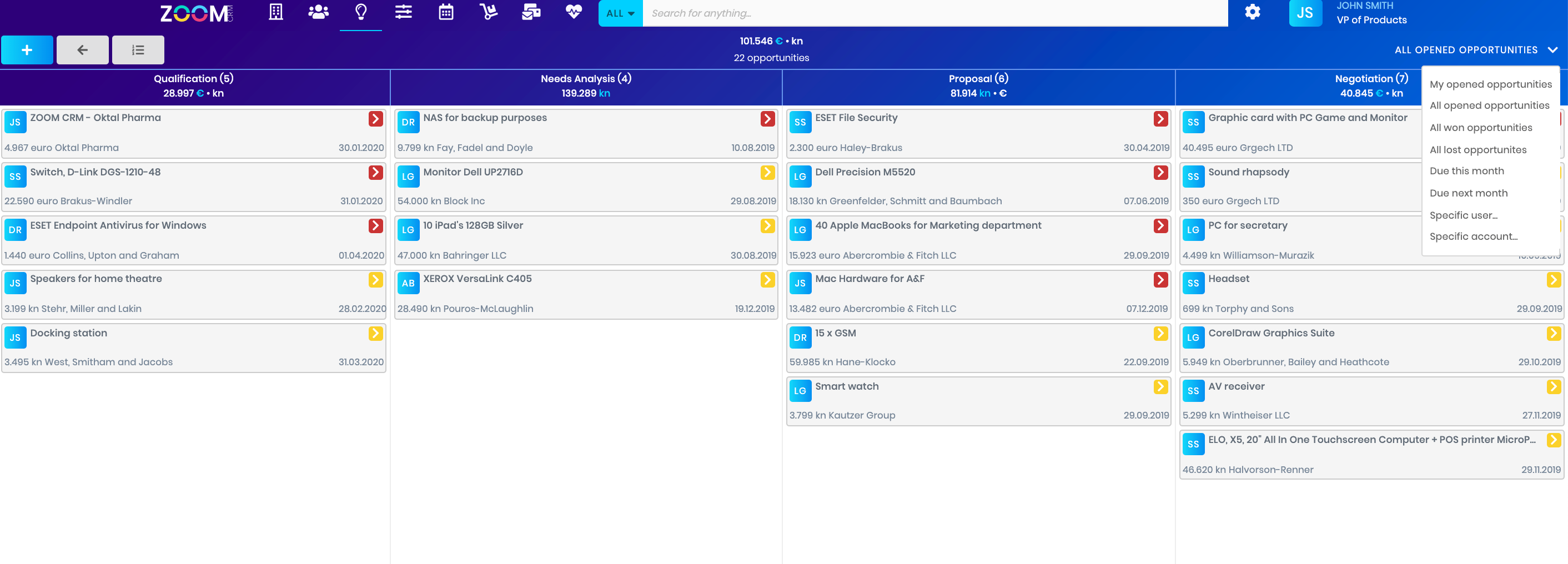 ZOOM CRM | Sales pipeline management